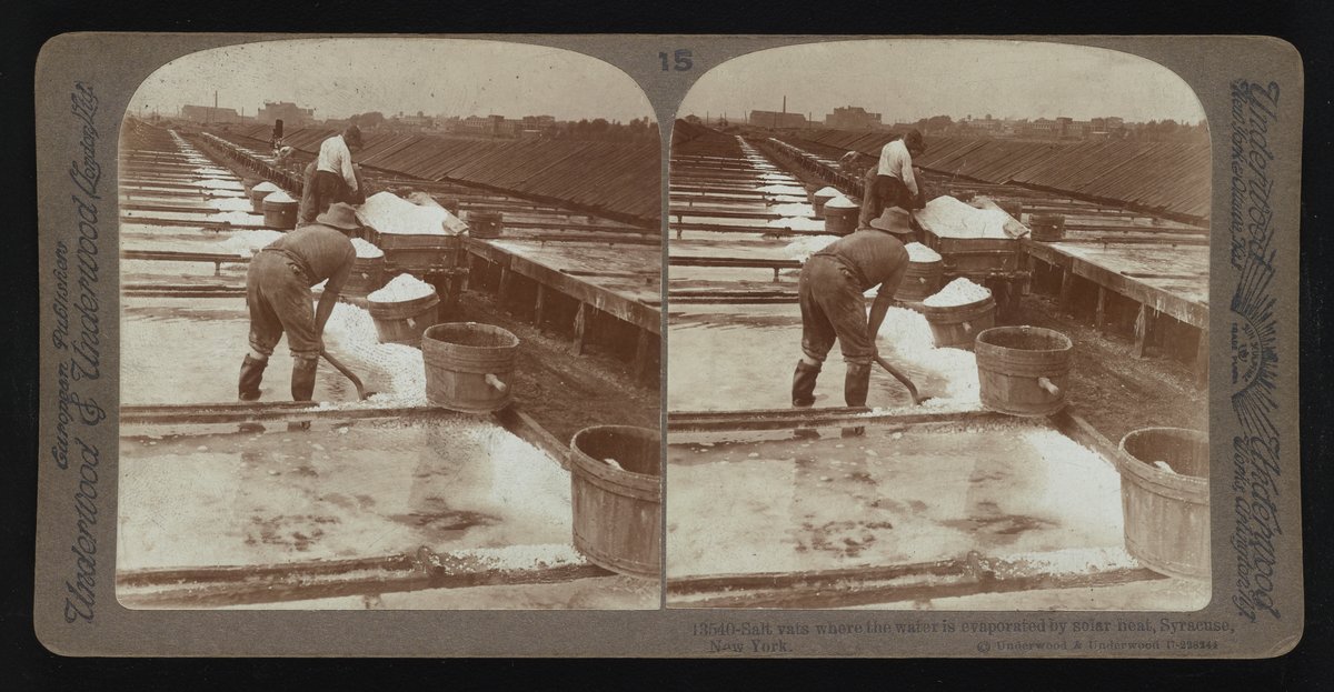 Salt vats where water is evaporated by solar heat, Syracuse, New York ...