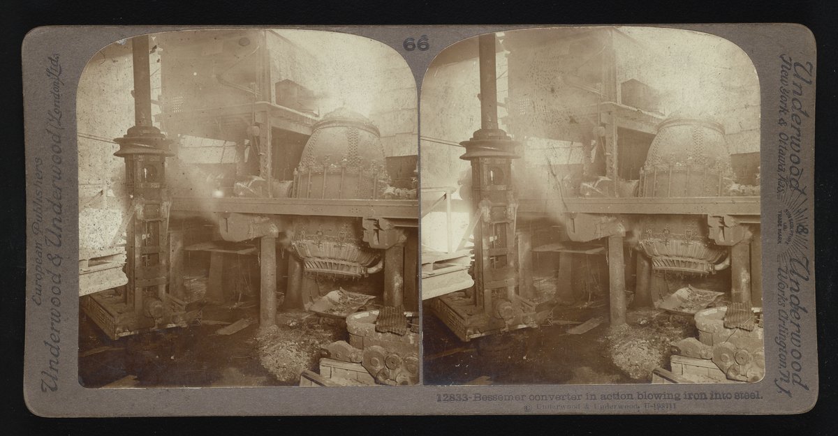 Bessemer converter in action blowing iron into steel - Science History ...