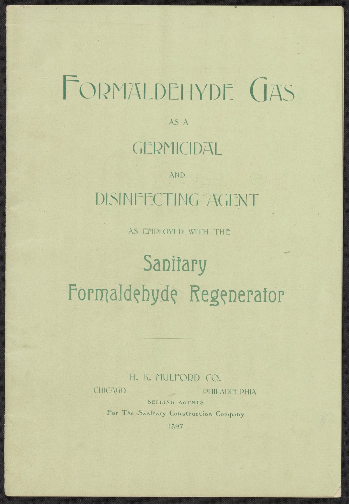 Formaldehyde Gas as a Germicidal and Disinfecting Agent as Employed ...
