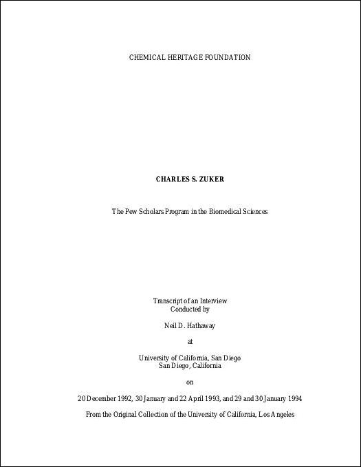 Oral history interview with Charles S. Zuker - Science History ...