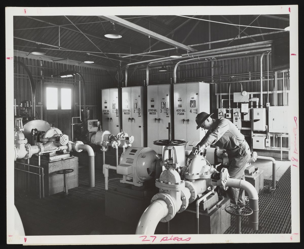 John Cloer at work in foam house facility at Hercules Brunswick plant ...