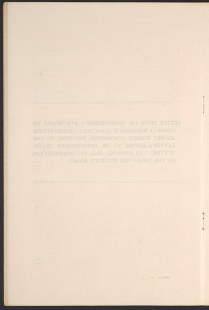 In the Matter of J. Robert Oppenheimer: Texts of Principal Documents ...