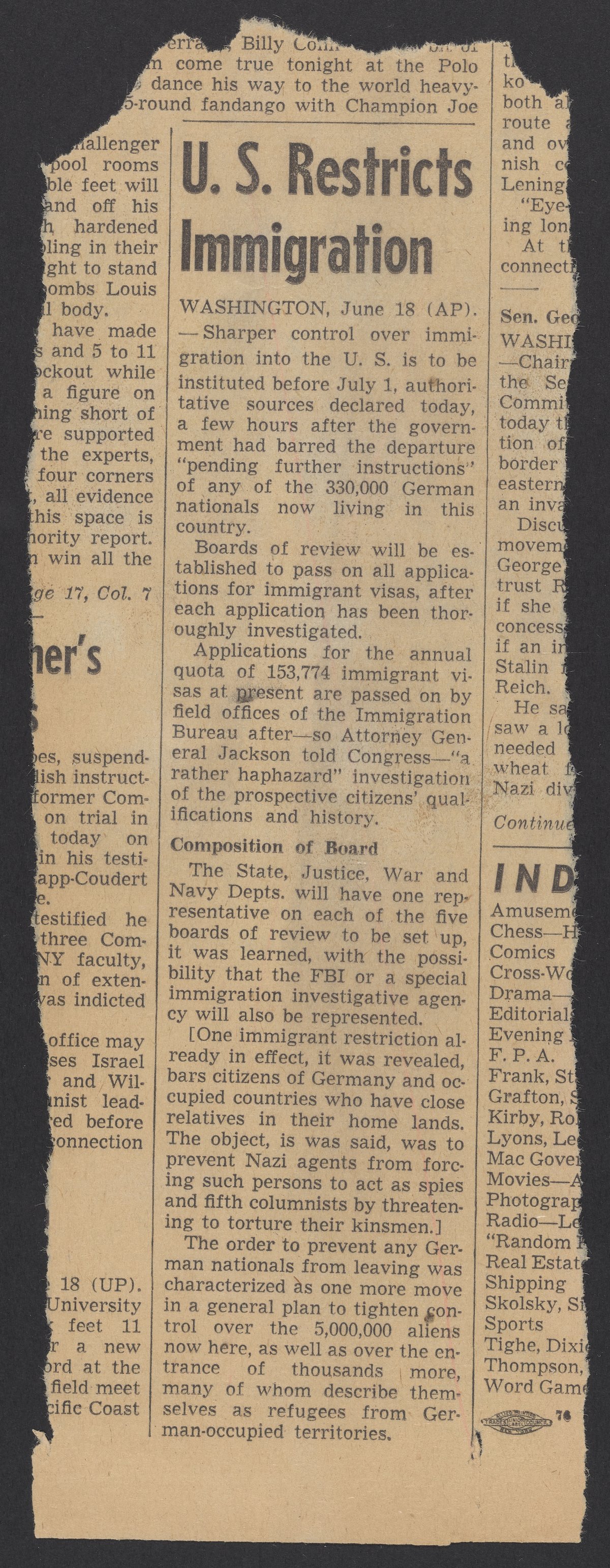 U.S. Restricts Immigration - Science History Institute Digital Collections