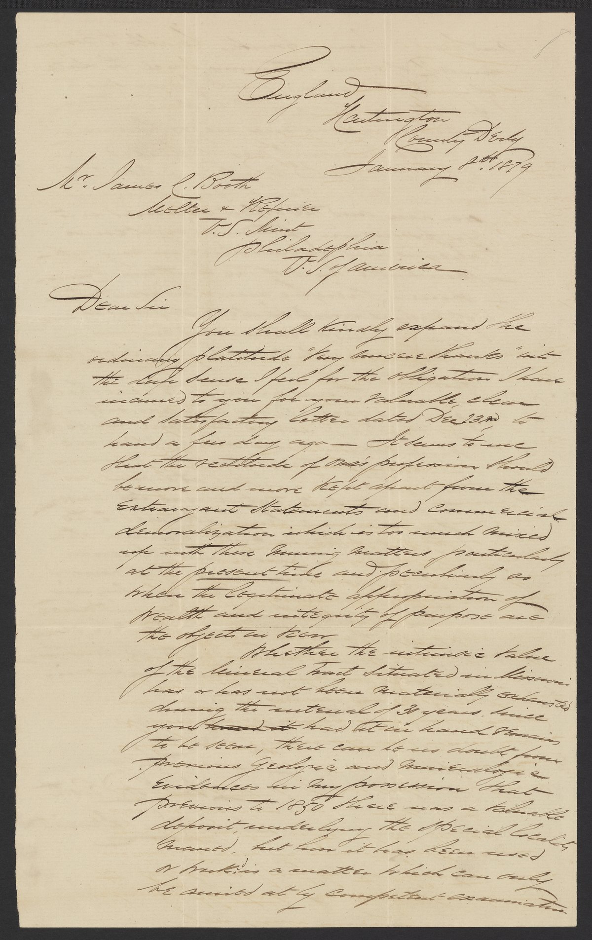 Letter from Fred W. Booth to James Curtis Booth - Science History ...