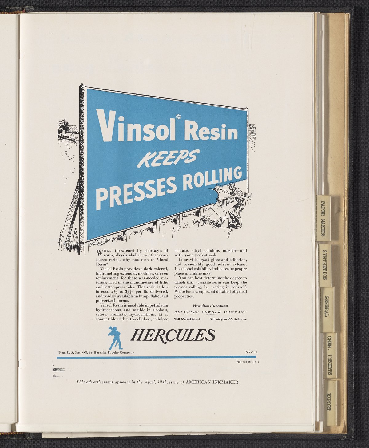 Vinsol Resin Keeps Presses Rolling - Science History Institute Digital ...