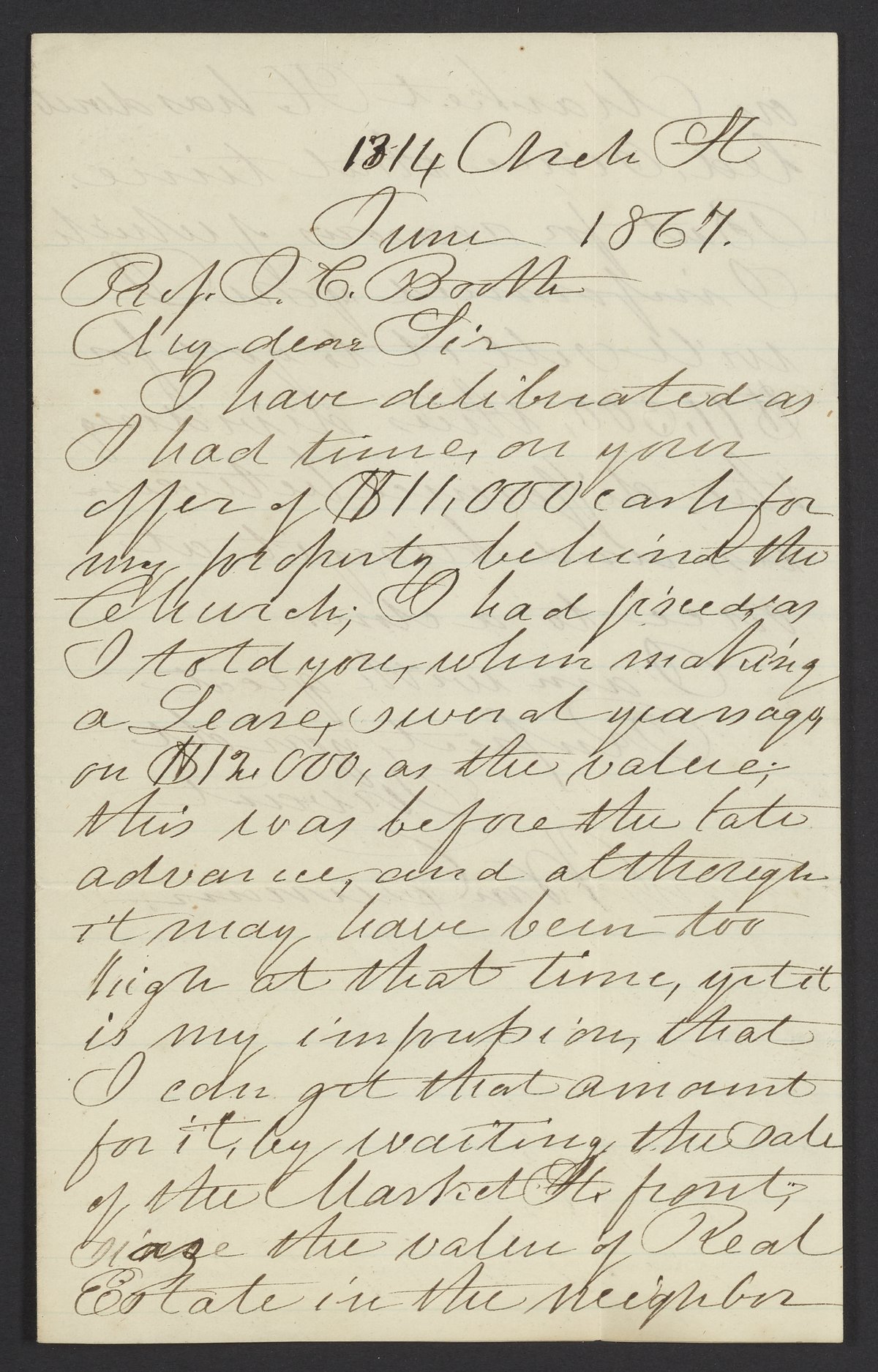 Letter from Dr. William Curran to James Curtis Booth - Science History ...