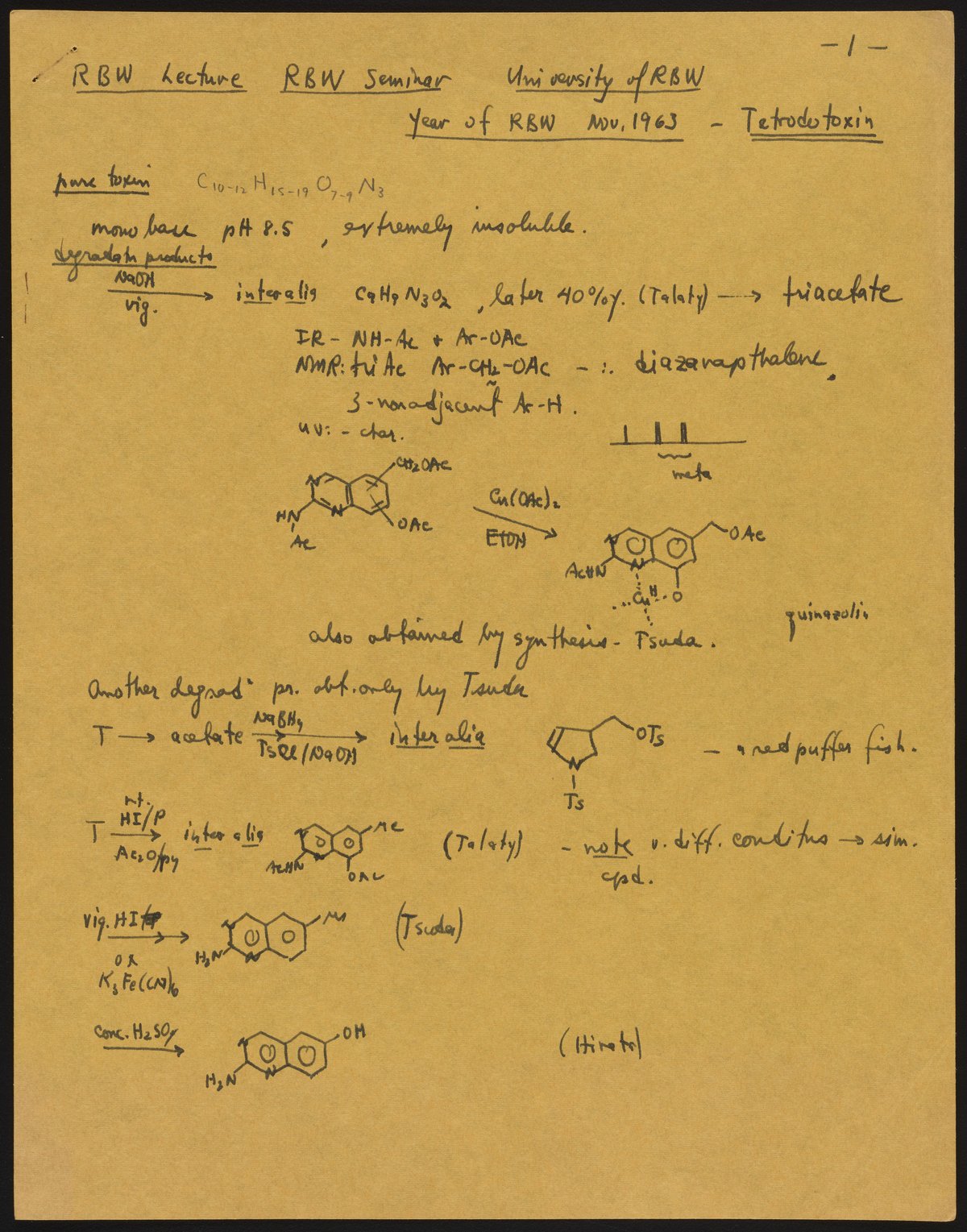 R. B. (Robert Burns) Woodward Seminar entitled "Tetrodotoxin" - Science ...