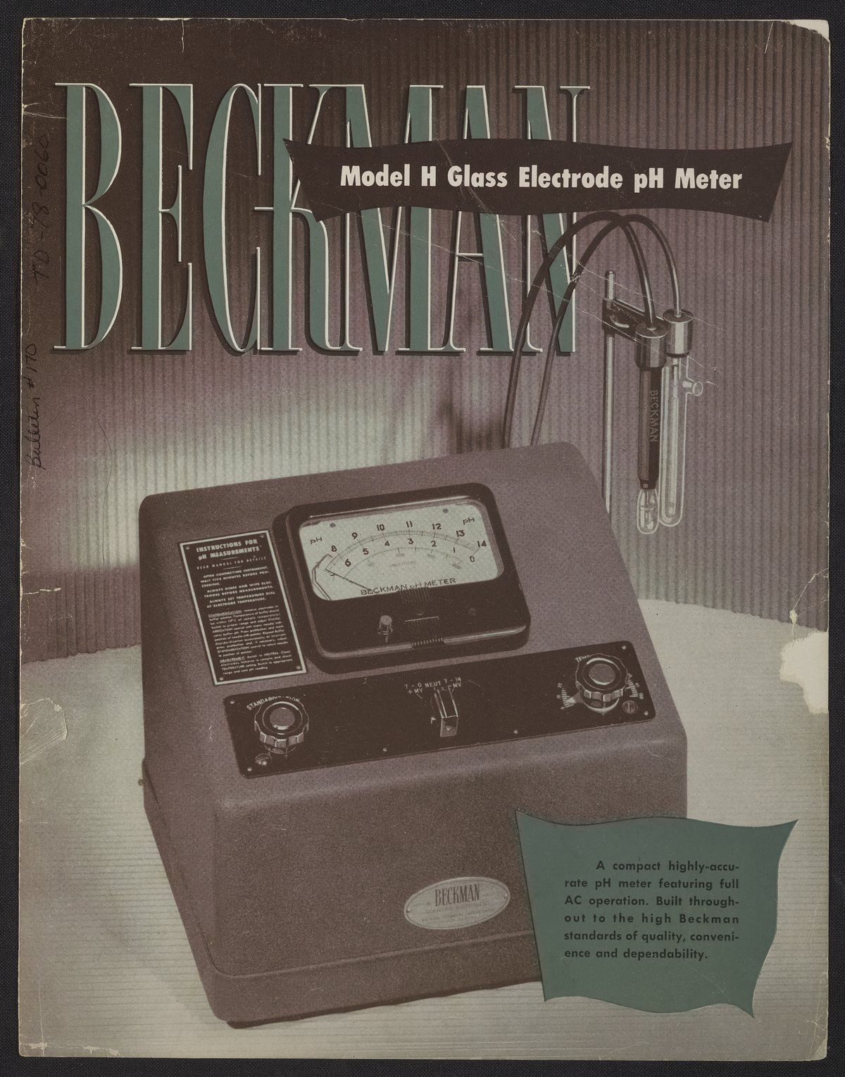 Beckman Model H Glass Electrode pH Meter - Science History Institute ...
