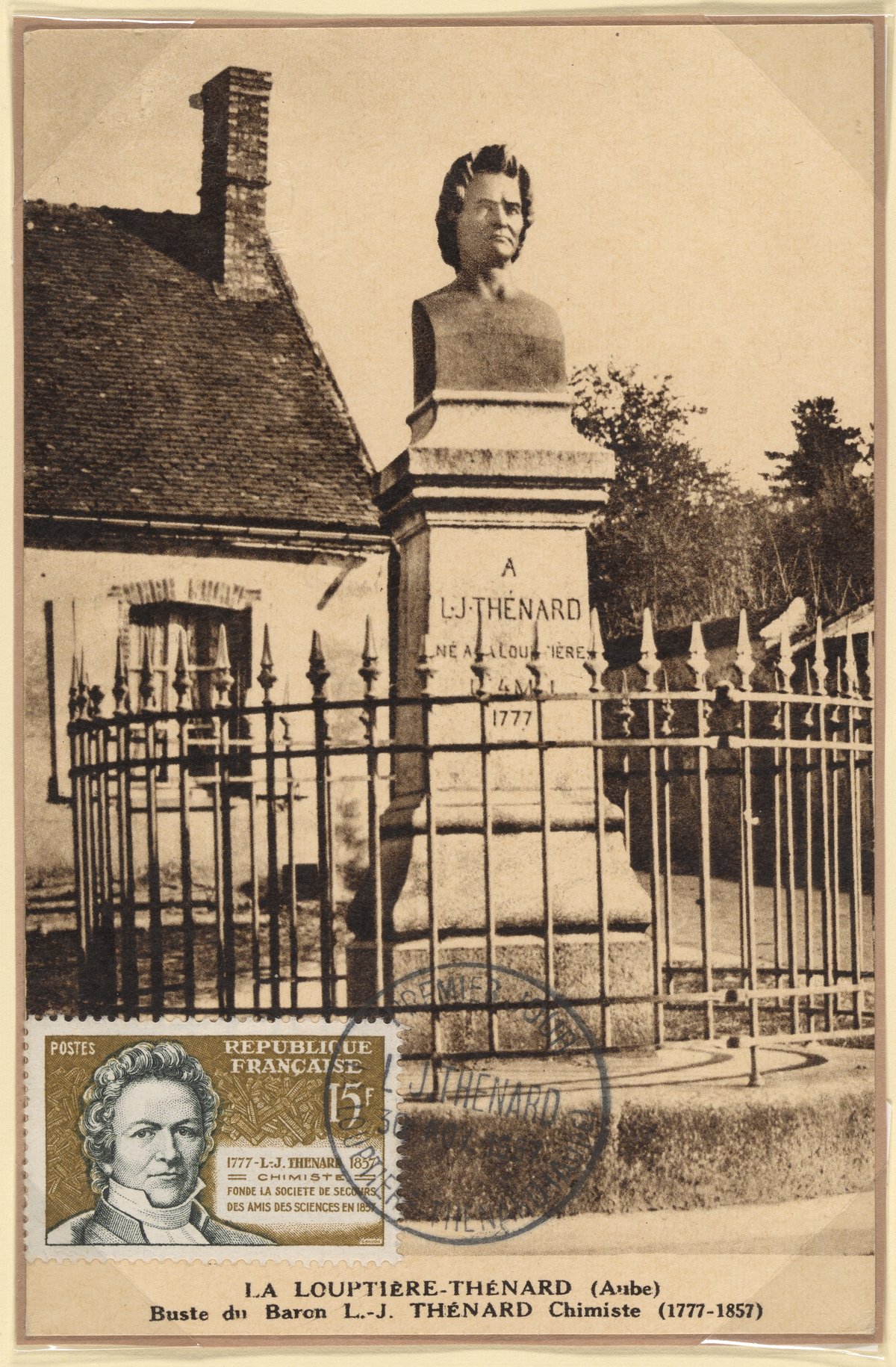 Postcard and stamp commemorating Louis Jacques Thénard - Science ...