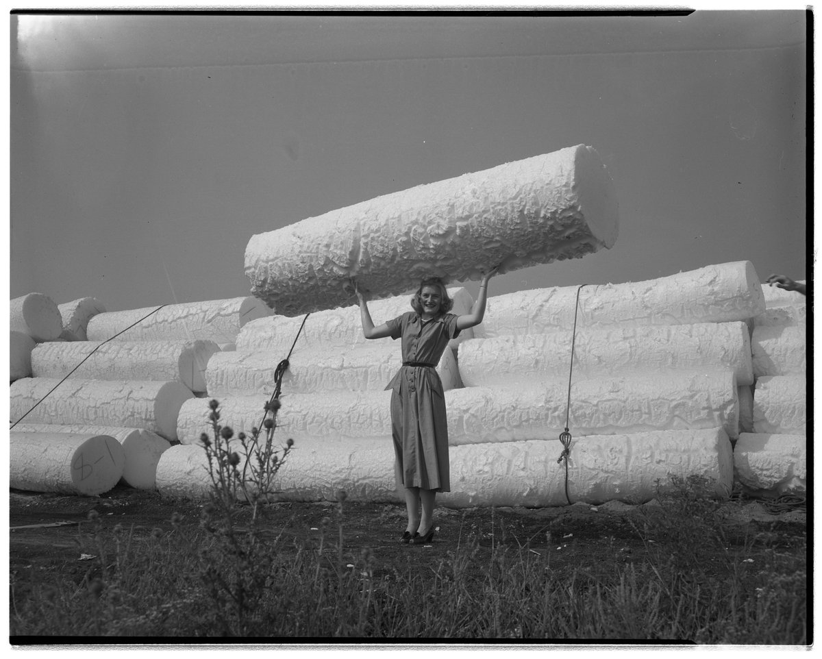 Model lifting Styrofoam log - Science History Institute Digital Collections
