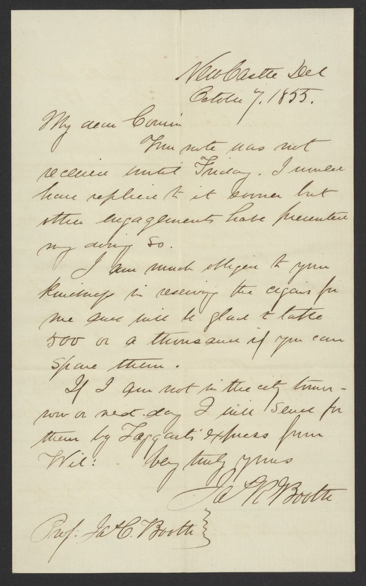 Letter from J.R. Booth to James Curtis Booth, October 7, 1855 - Science ...