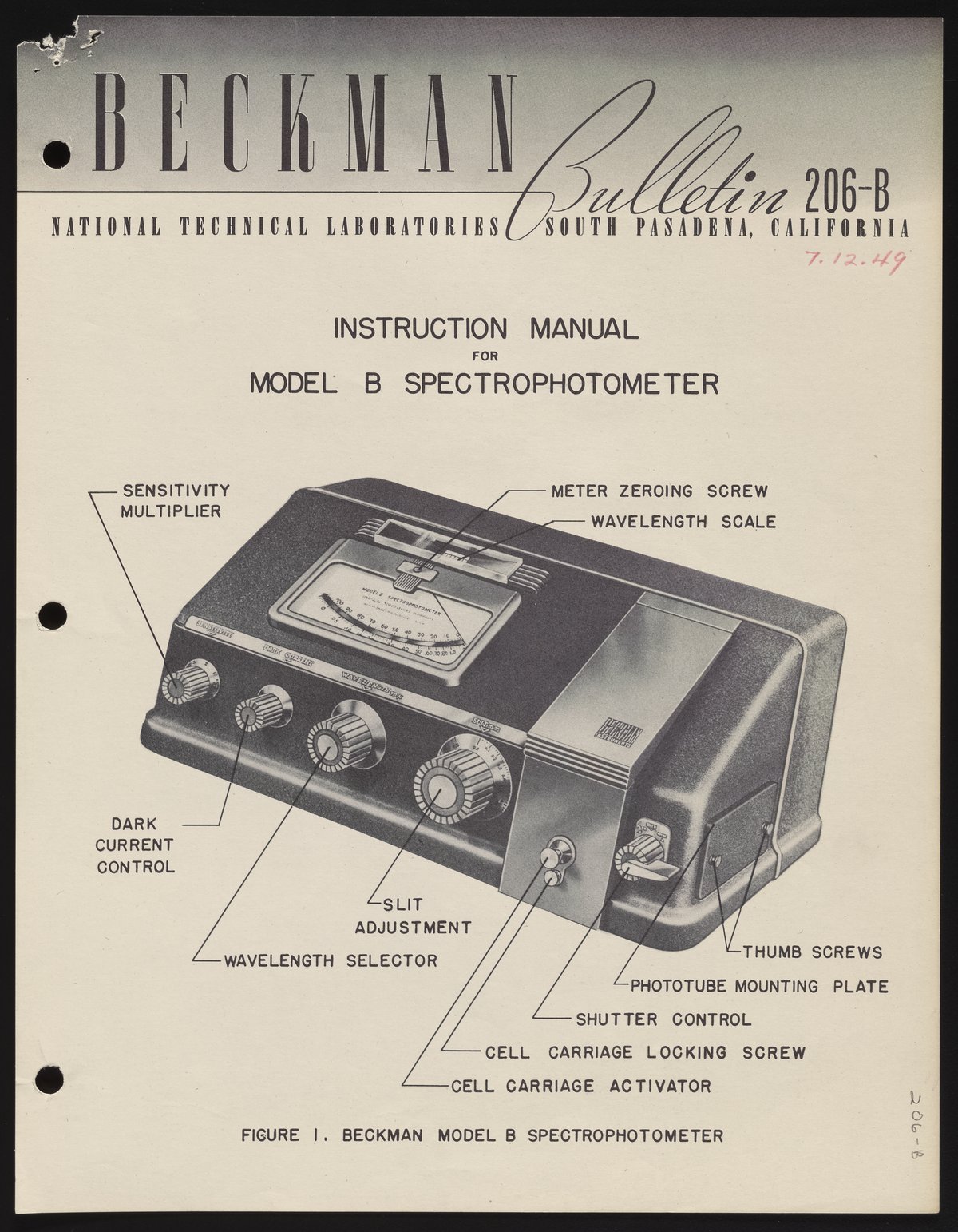 Instruction Manual for Model B Spectrophotometer - Science History ...