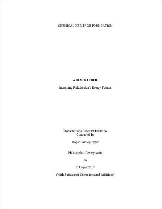 Research interview with Adam Garber - Science History Institute Digital ...