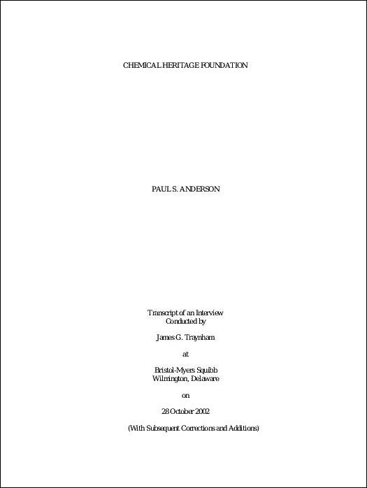 Oral history interview with Paul S. Anderson - Science History ...
