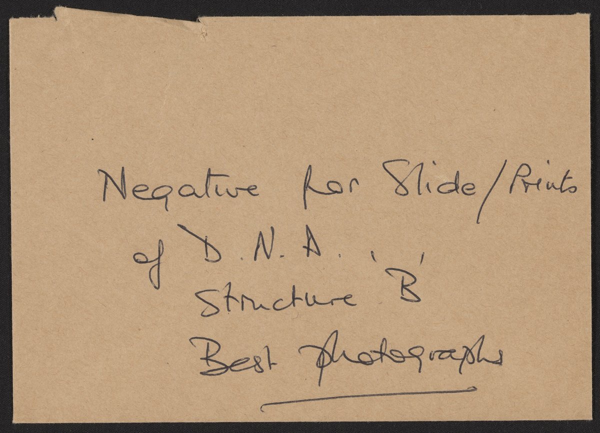 Envelope labeled "Negative for Slide. Prints of D.N.A. Structure 'B ...