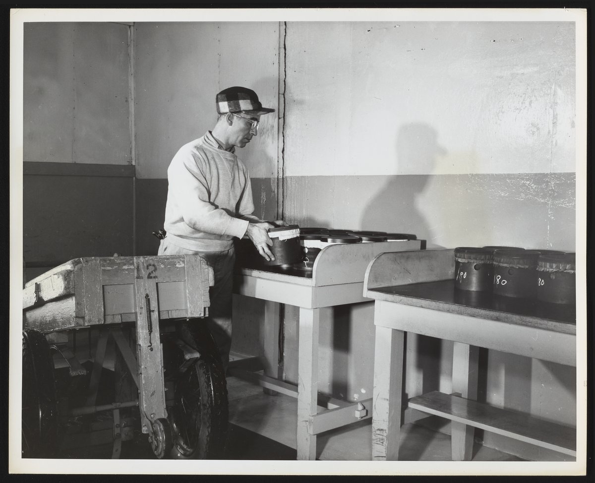 James Fiore transferring dry powder at Hercules Port Ewen plant ...