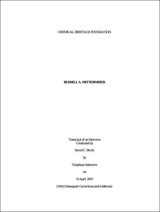 Oral history interview with Russell A. Mittermeier - Science History ...