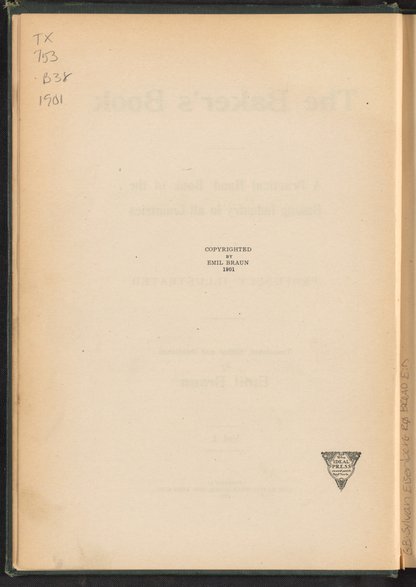 The Baker's Book [Volume I] - Science History Institute Digital Collections