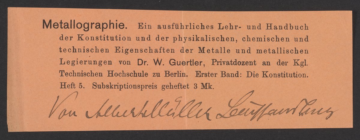 Metallography Textbook Advertisement: "Metallographie. Ein ...