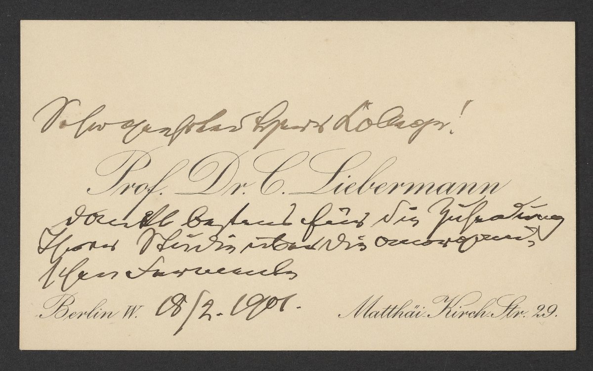 Carl Theodore Liebermann's personal calling card - Science History ...