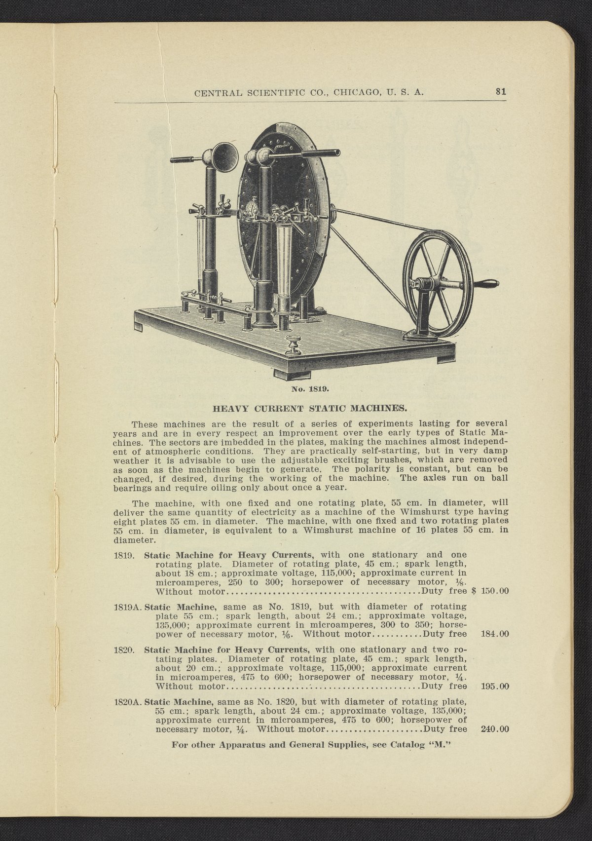 Heavy Current Static Machines - Science History Institute Digital ...