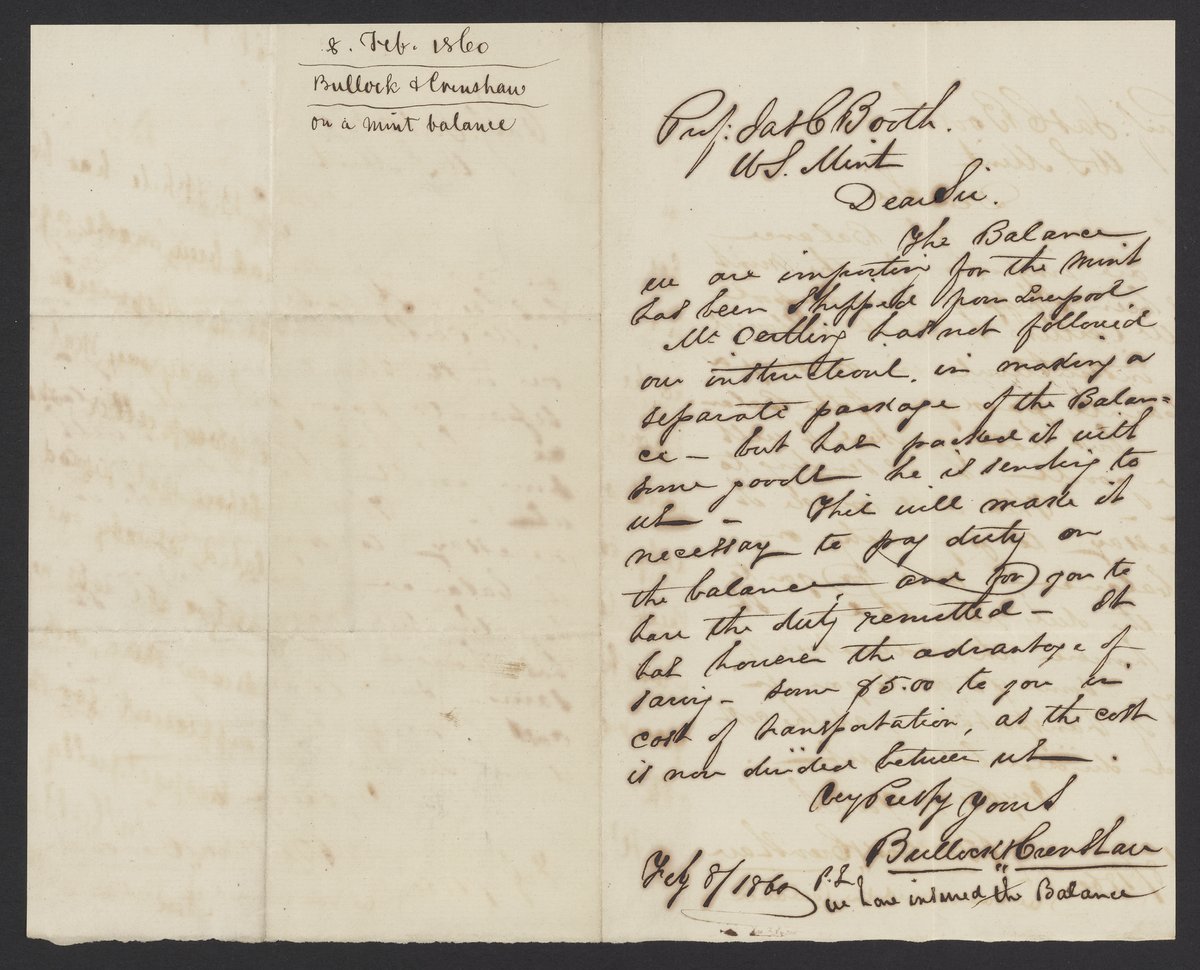Letter from Bullock & Crenshaw to James Curtis Booth - Science History ...