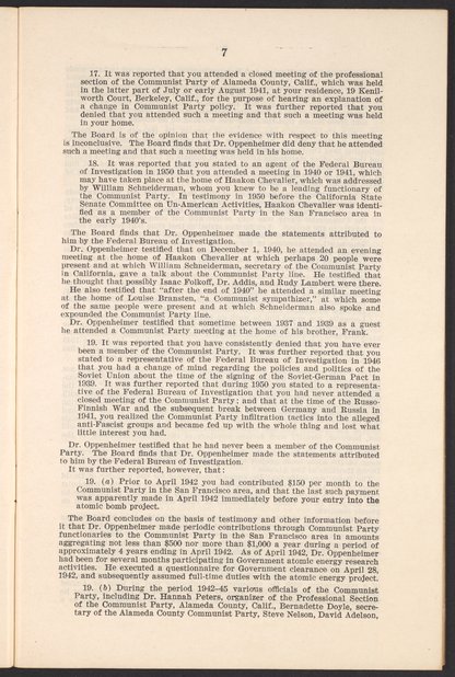 In the Matter of J. Robert Oppenheimer: Texts of Principal Documents ...