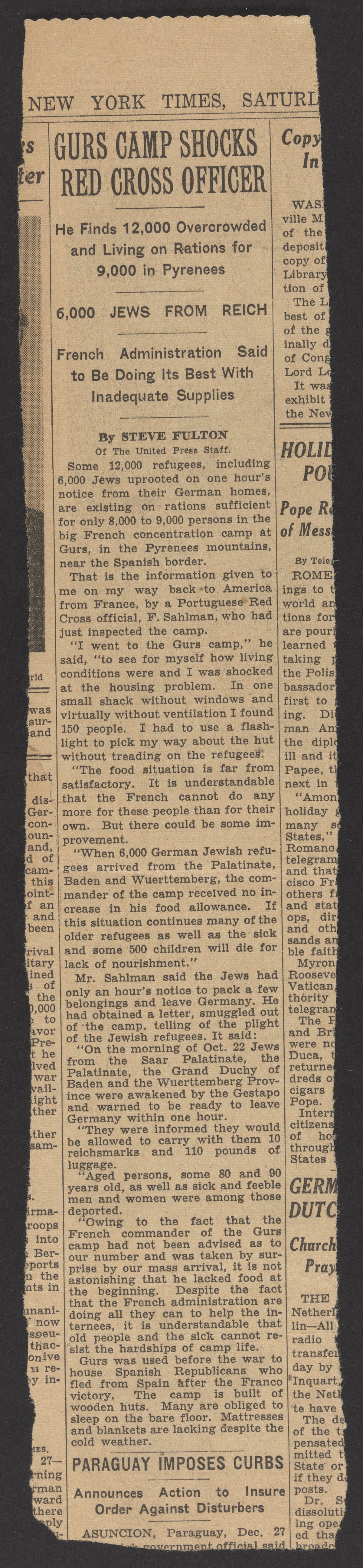 Gurs Camp Shocks Red Cross Officer - Science History Institute Digital ...