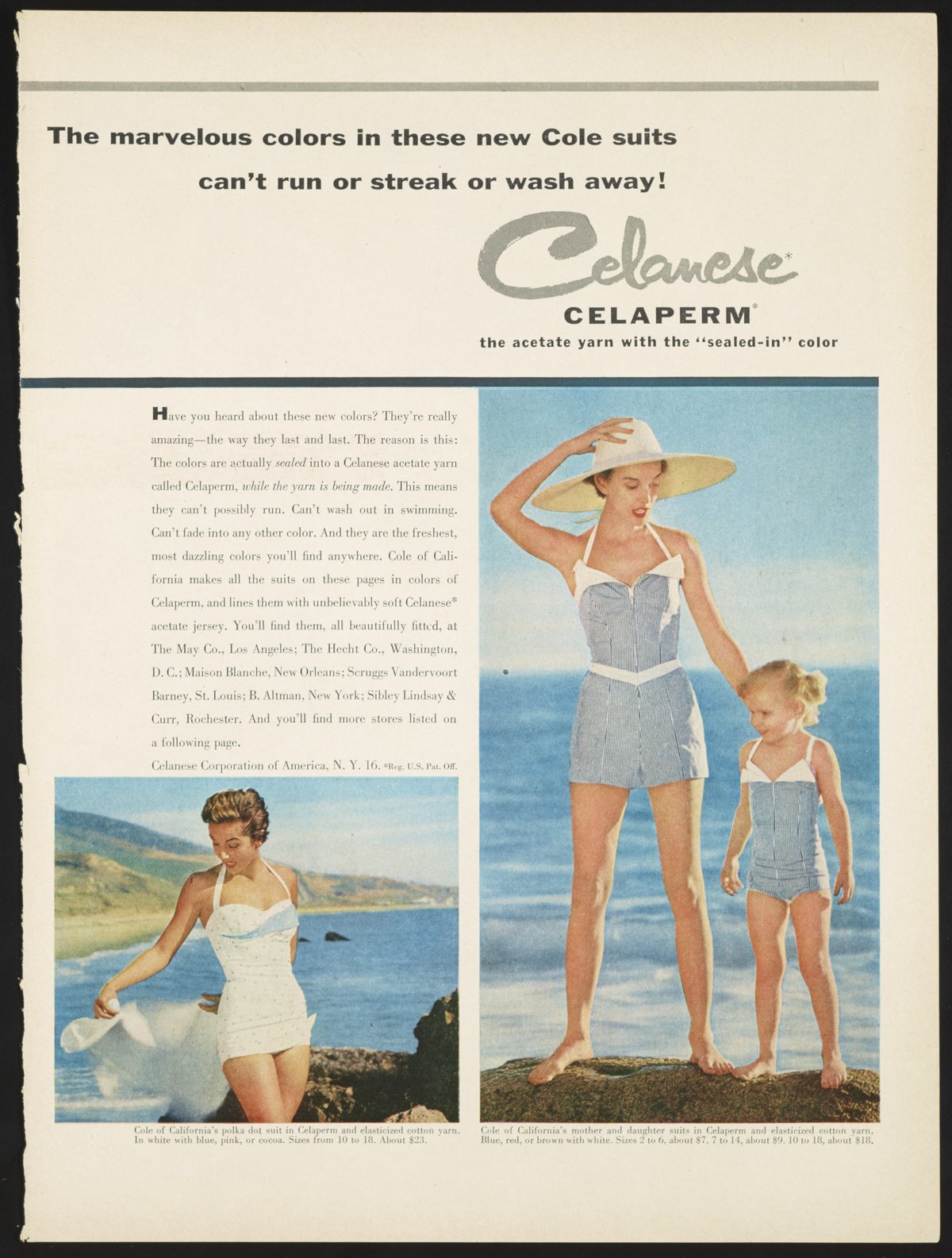 The marvelous colors in these new Cole suits can't run or streak or ...
