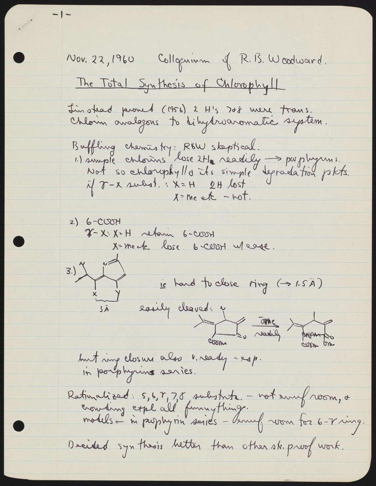 R. B. (Robert Burns) Woodward's colloquium entitled "The Total ...