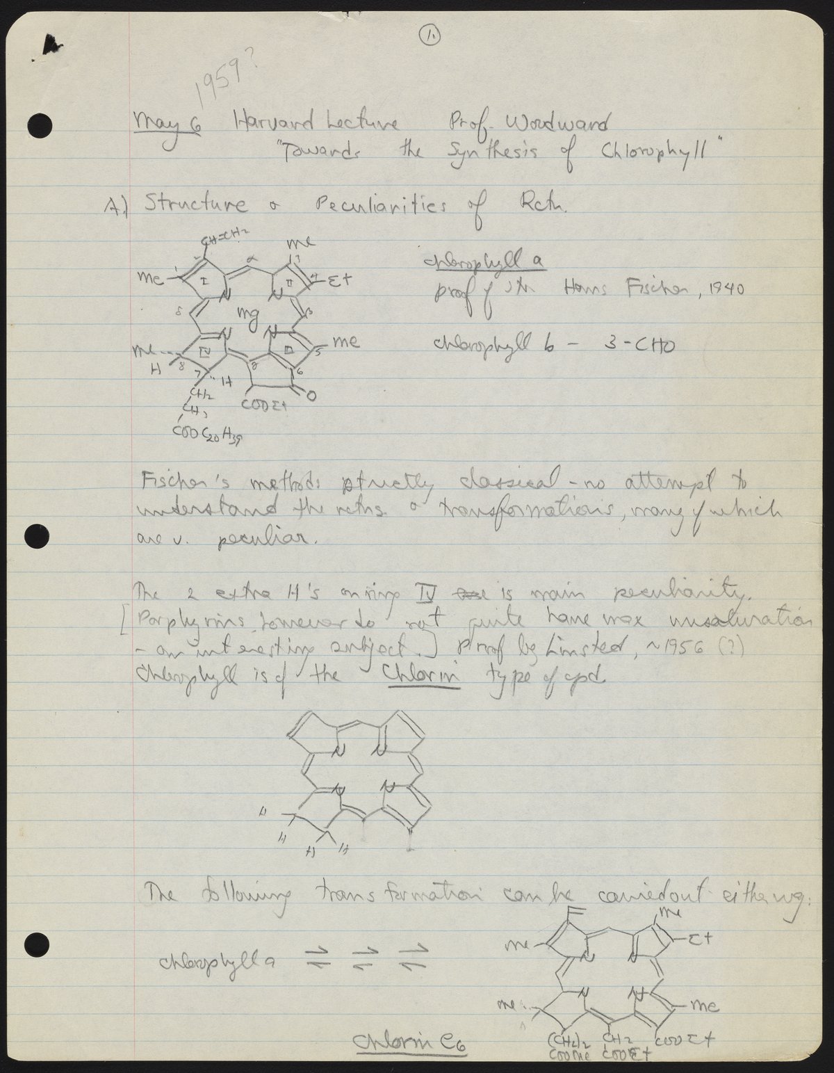 Professor R. B. (Robert Burns) Woodward’s Harvard lecture entitled ...