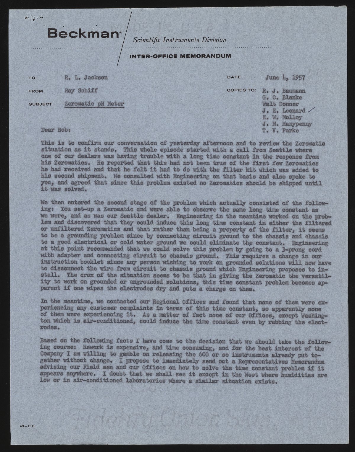 Memo from Raymond I. Schiff to Robert L. Jackson - Science History ...