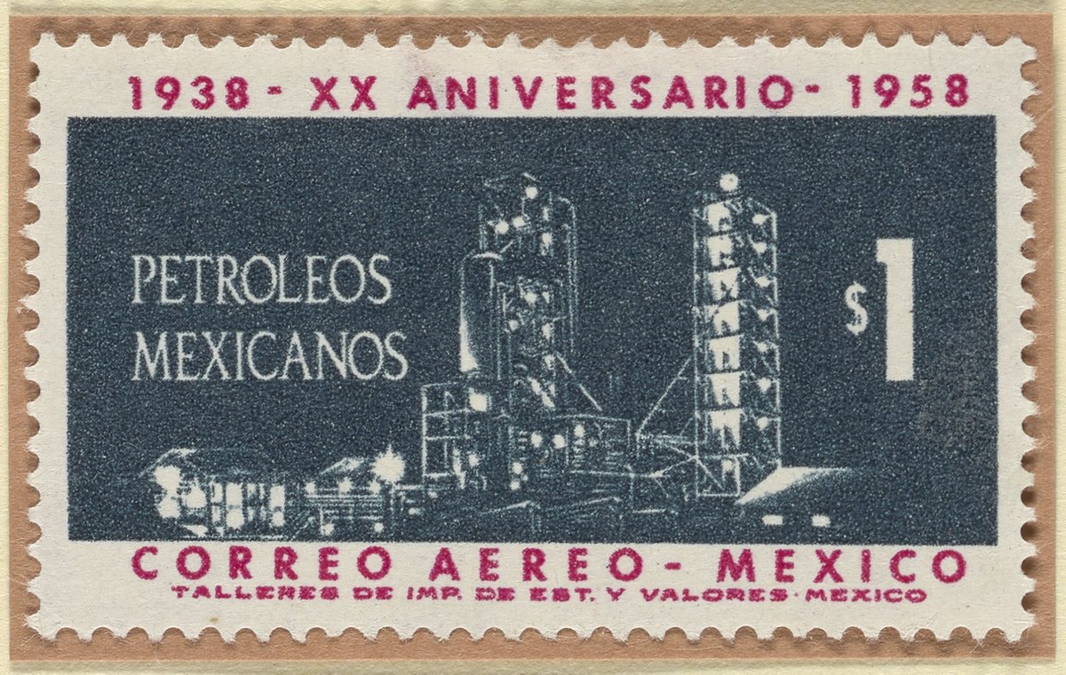 Mexican postage stamp commemorating Aniversario Petróleos Mexicanos ...