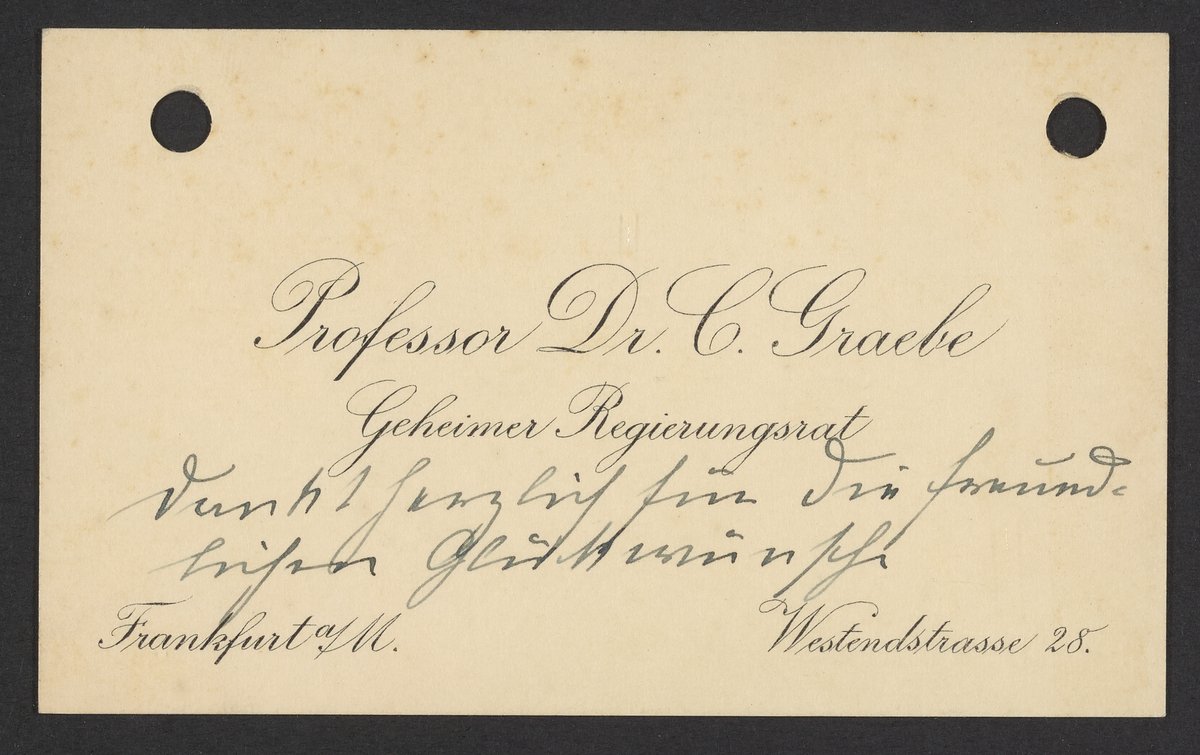 Carl Graebe's personal calling card - Science History Institute Digital ...
