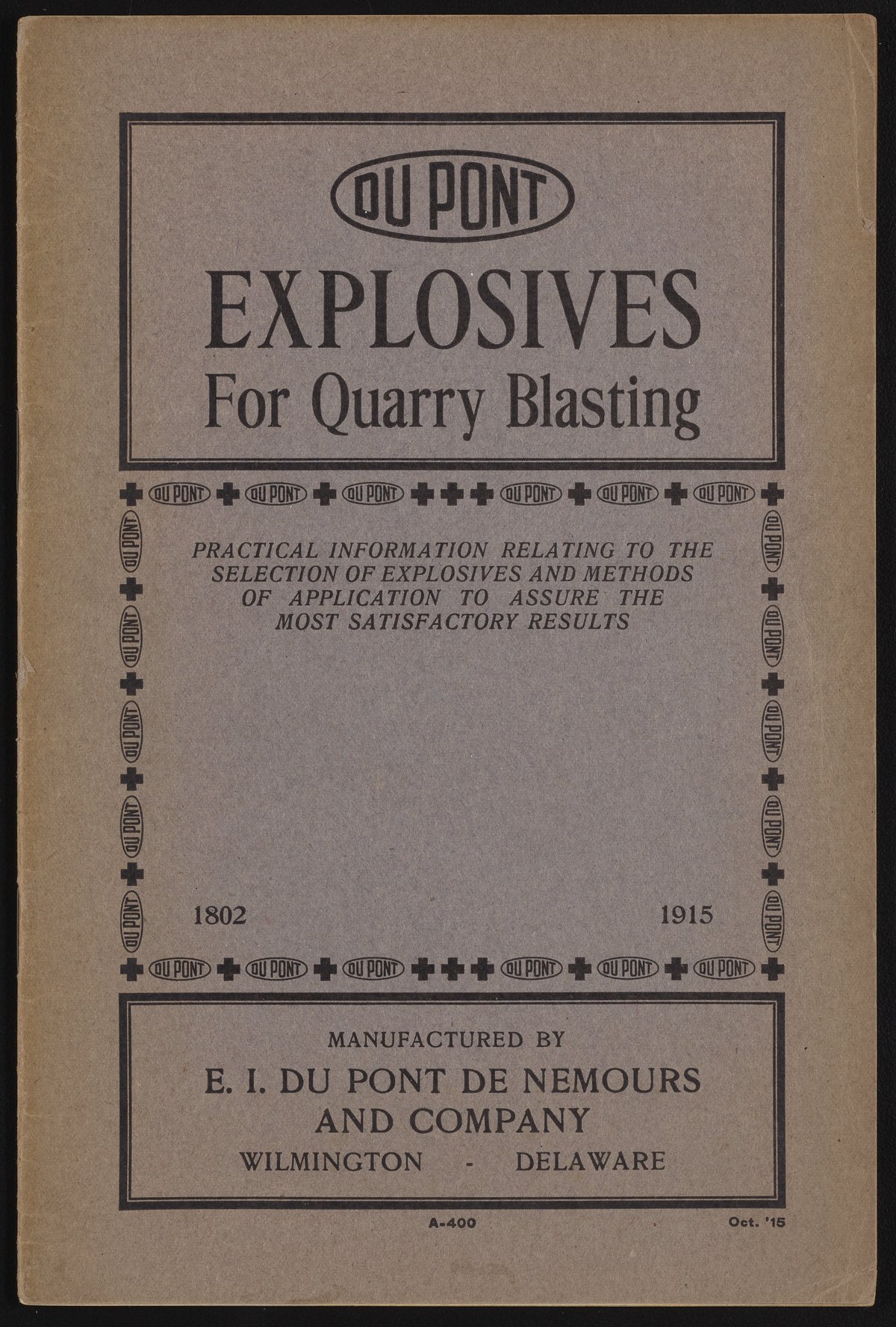 Explosives for quarry blasting : practical information relating to the ...