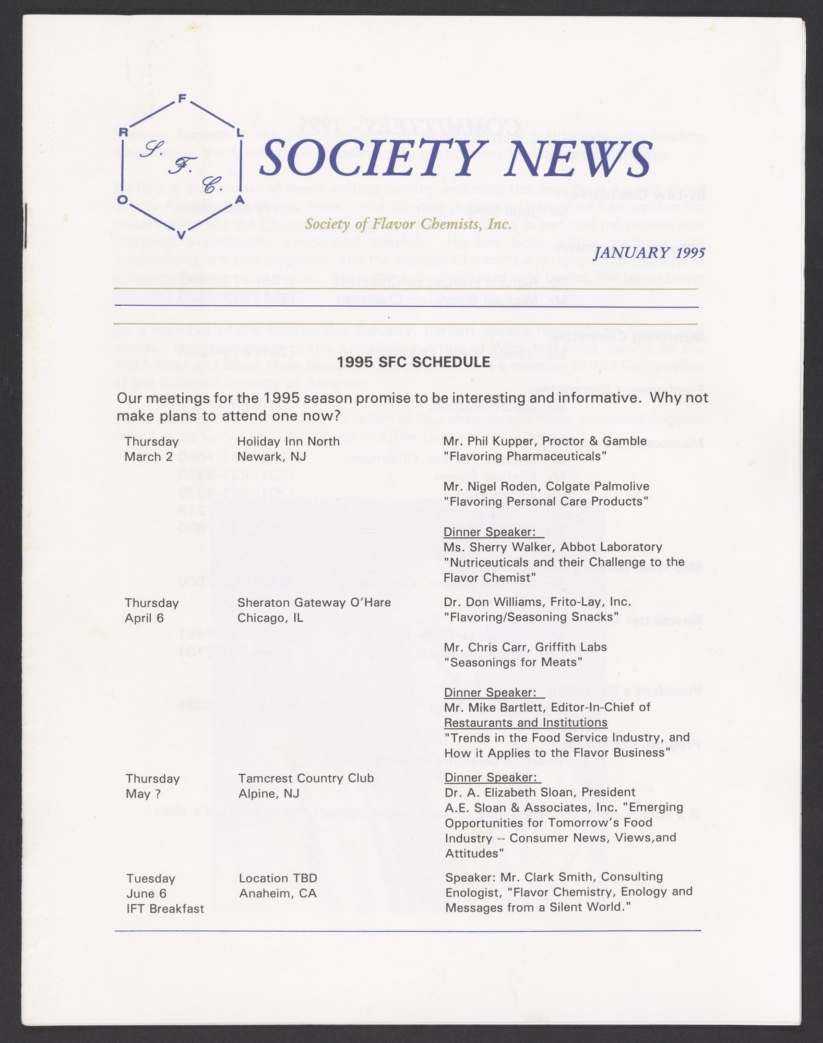 Society News, January 1995 - Science History Institute Digital Collections