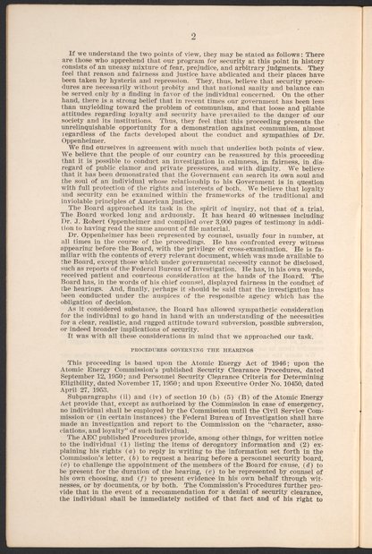 In the Matter of J. Robert Oppenheimer: Texts of Principal Documents ...