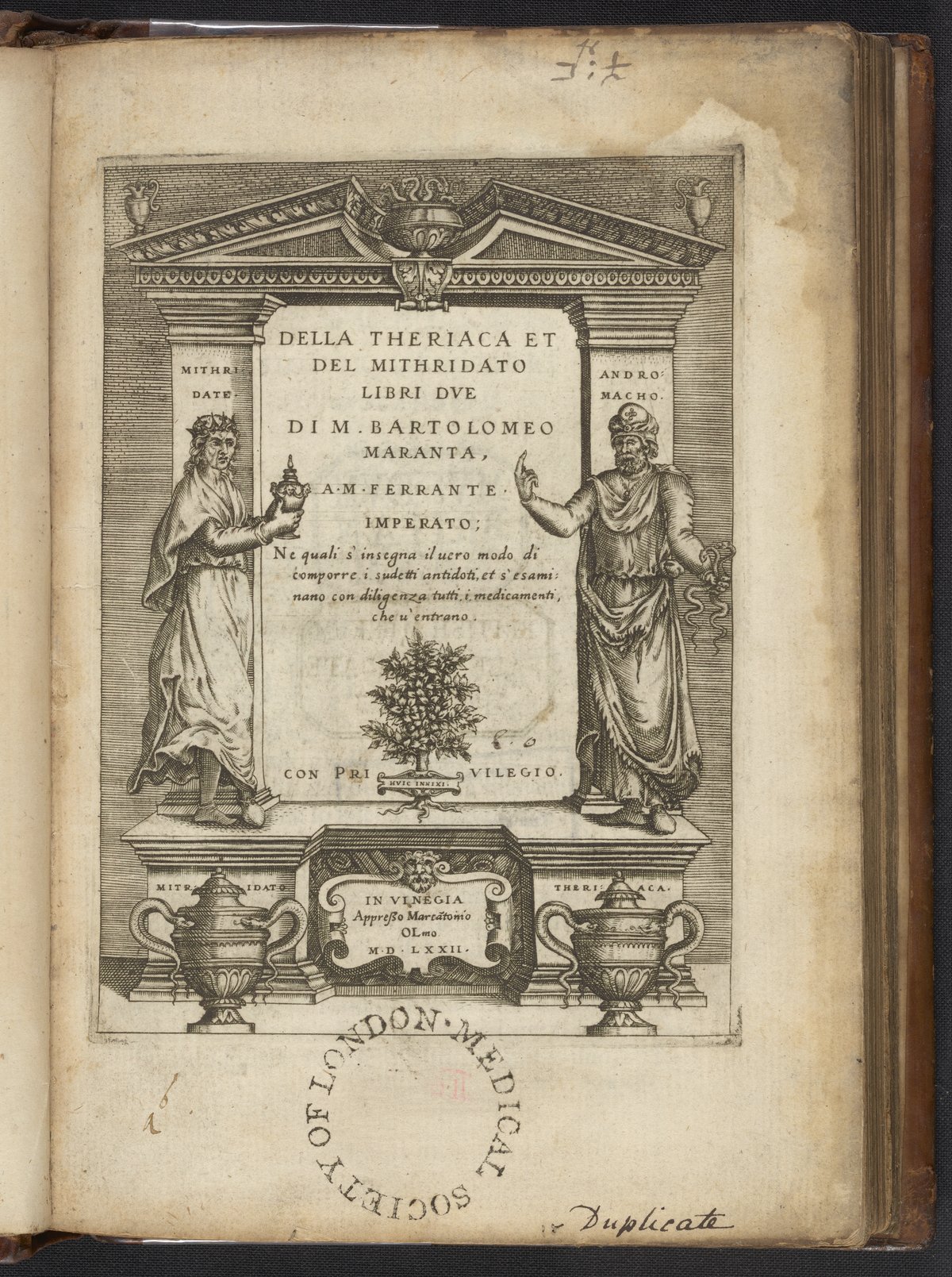 Della Theriaca et del Mithridato Libri Due - Science History Institute ...