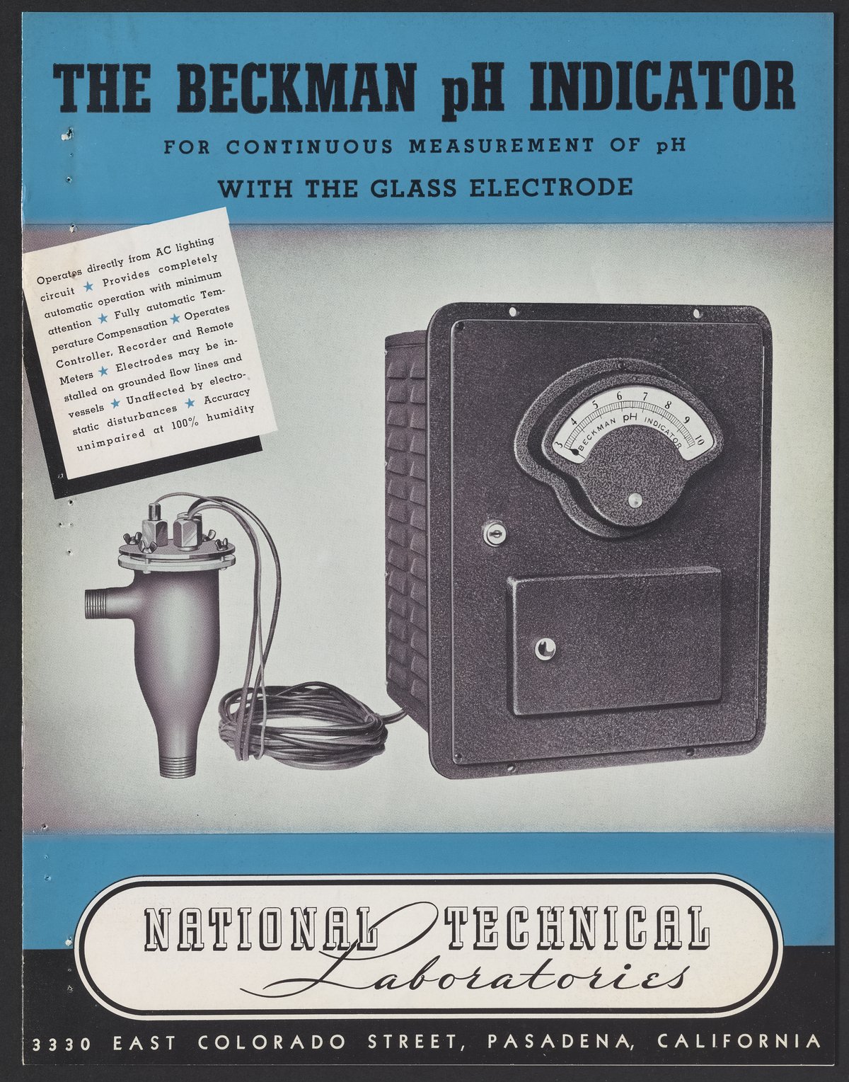 The Beckman pH Indicator for Continuous Measurement of pH with the ...