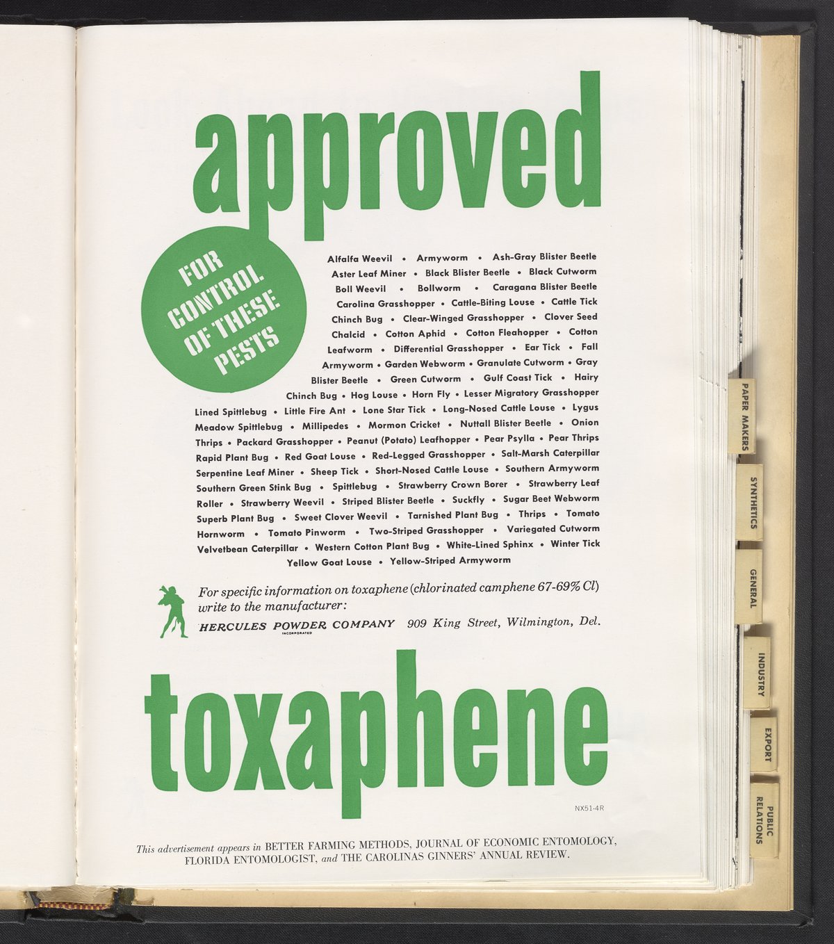 Approved toxaphene for the control of these pests - Science History ...