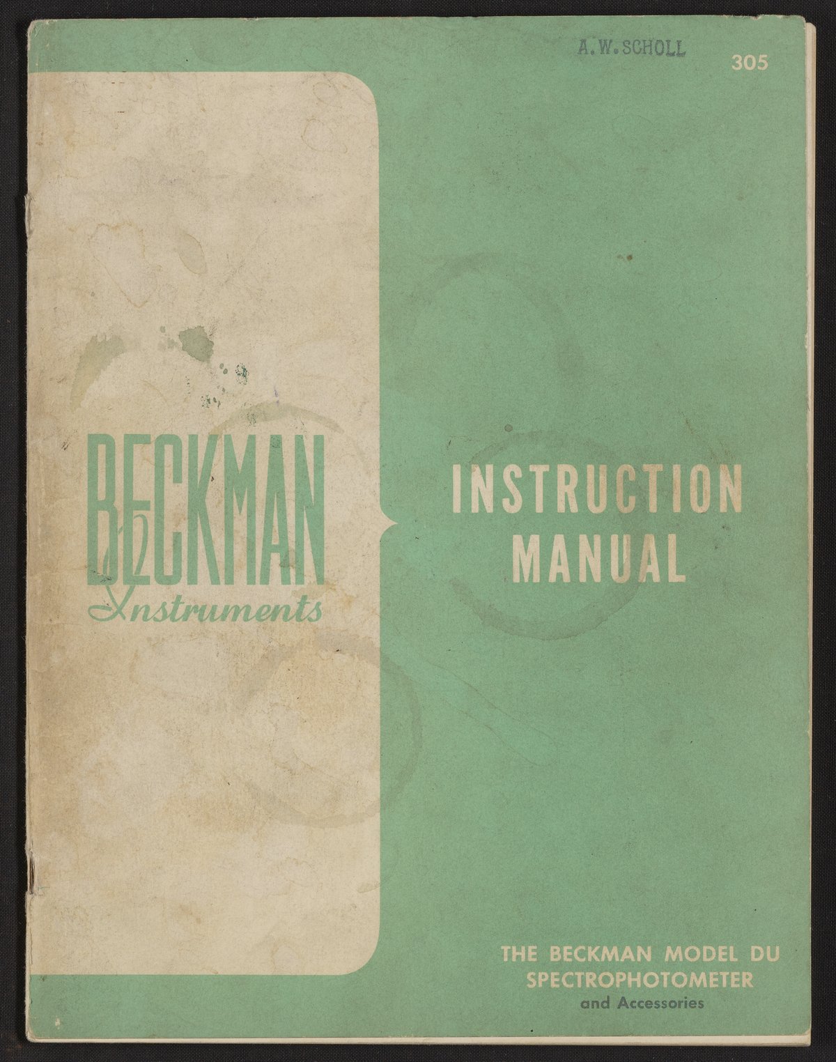 The Beckman Model DU Spectrophotometer and Accessories Instruction ...