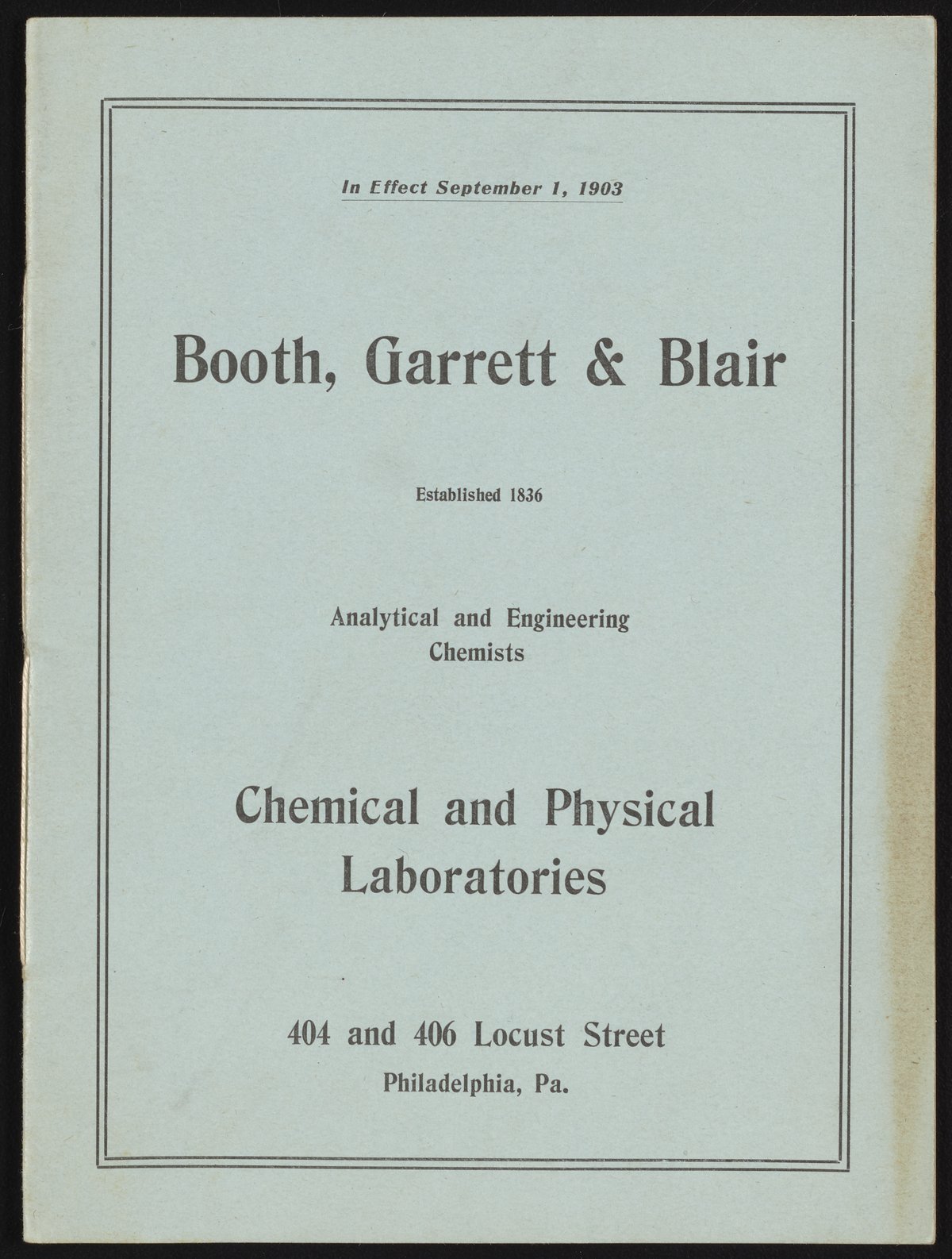 Booth, Garrett & Blair, Analytical and Consulting Chemists, Chemical ...