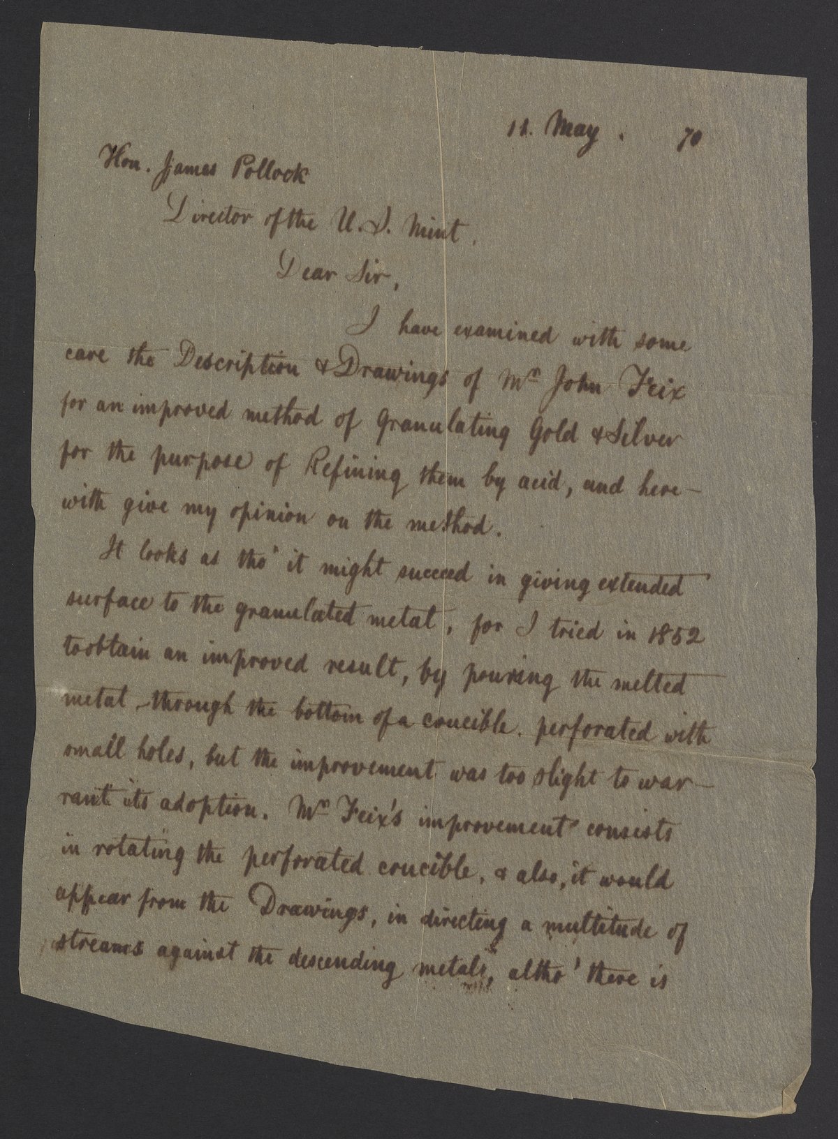 Letter from James Curtis Booth to James Pollock - Science History ...
