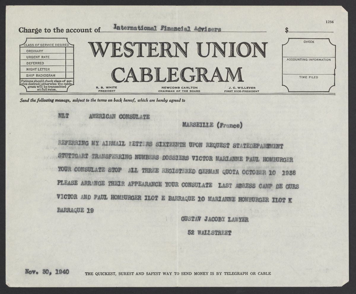 Cablegram from Gustav Jacoby to the American Consulate, November 30 ...
