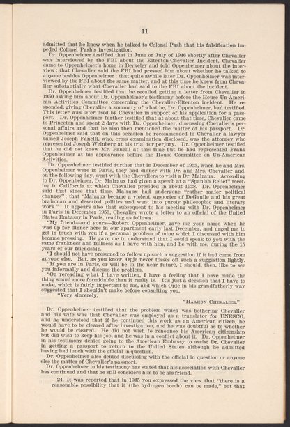 In the Matter of J. Robert Oppenheimer: Texts of Principal Documents ...