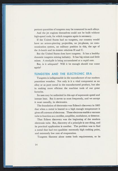 Tungsten, the Story of an Indispensable Metal - Science History ...