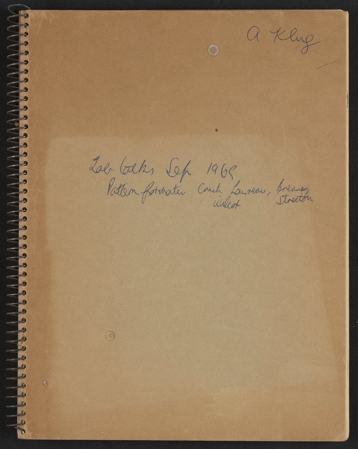 Notebook on pattern formation, September 1968 - Science History ...