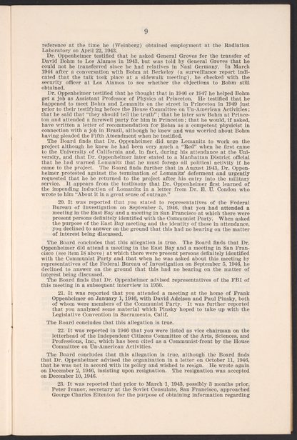 In the Matter of J. Robert Oppenheimer: Texts of Principal Documents ...