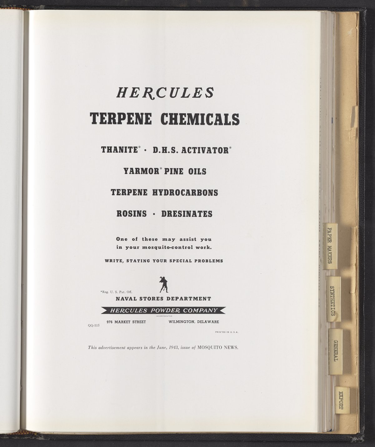 Advertisement for Hercules Terpene Chemicals - Science History ...