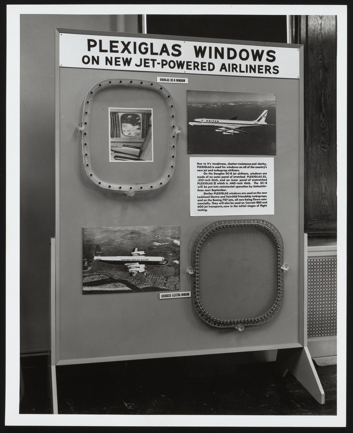 Display board featuring Plexiglas windows for airliners - Science ...